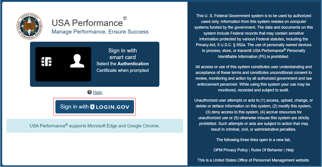 Sign-in with Login.gov – USA Performance