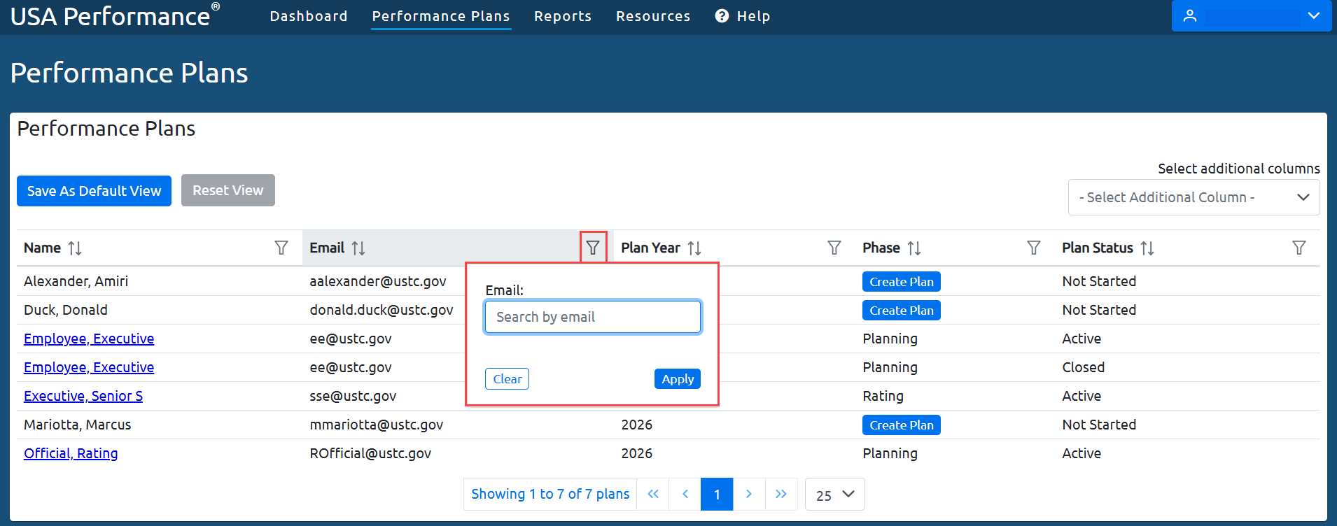Navigate Performance Plans Page – USA Performance