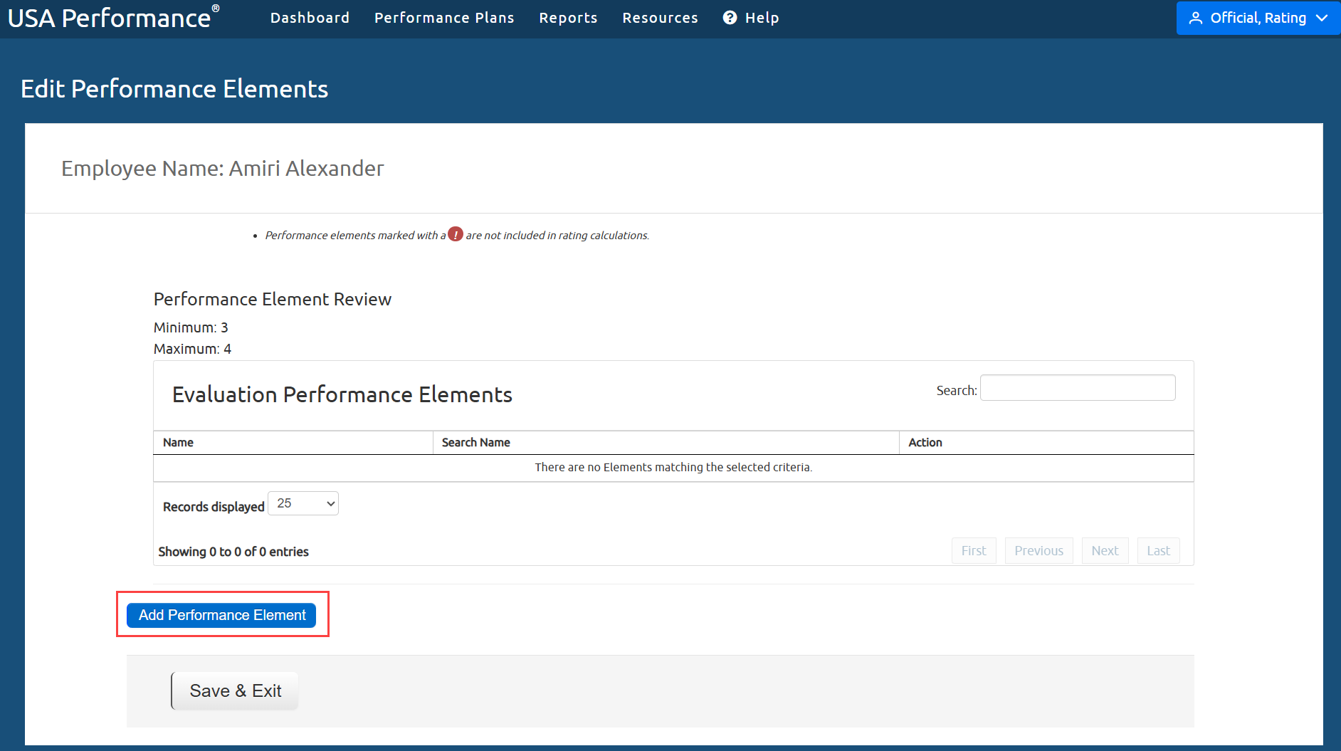 Adding and Editing Performance Elements – USA Performance