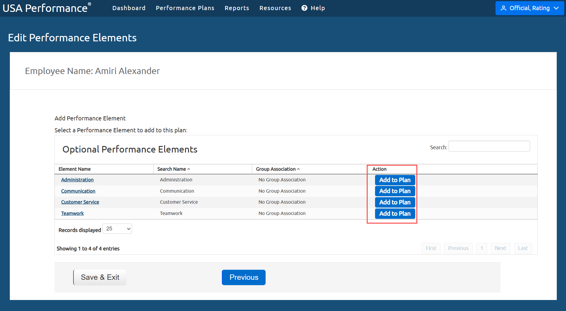 Adding and Editing Performance Elements – USA Performance