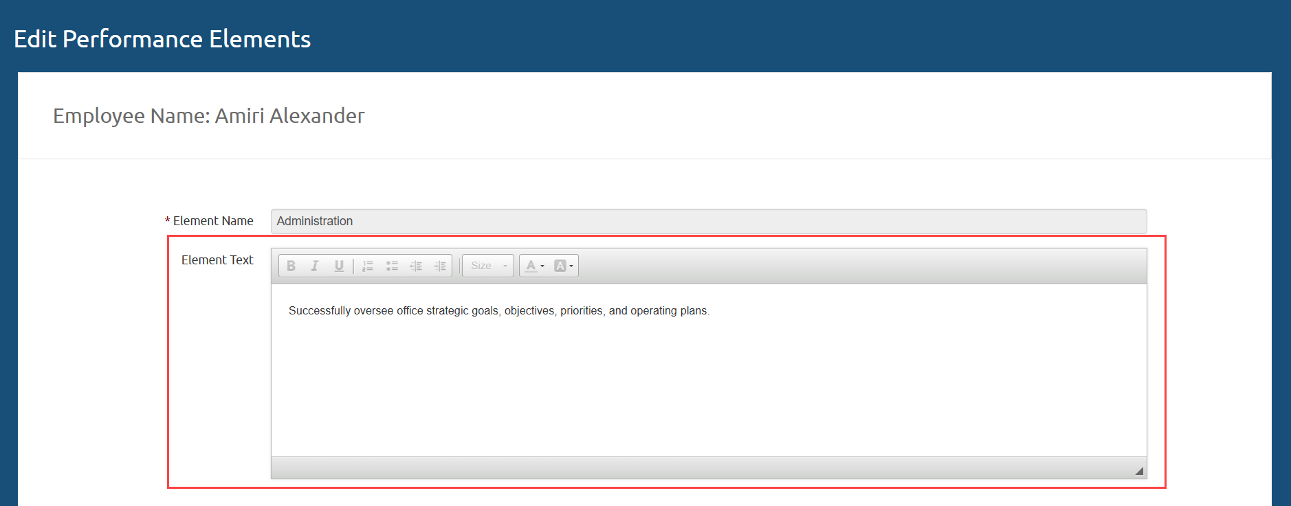 Adding and Editing Performance Elements – USA Performance