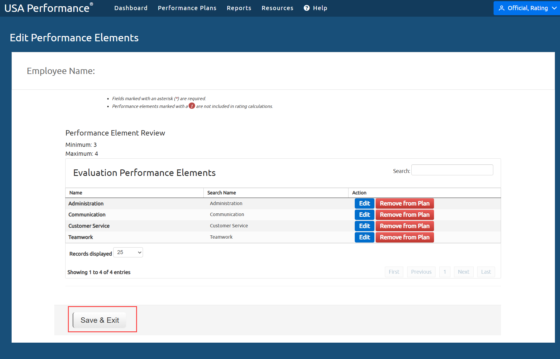 Adding and Editing Performance Elements – USA Performance